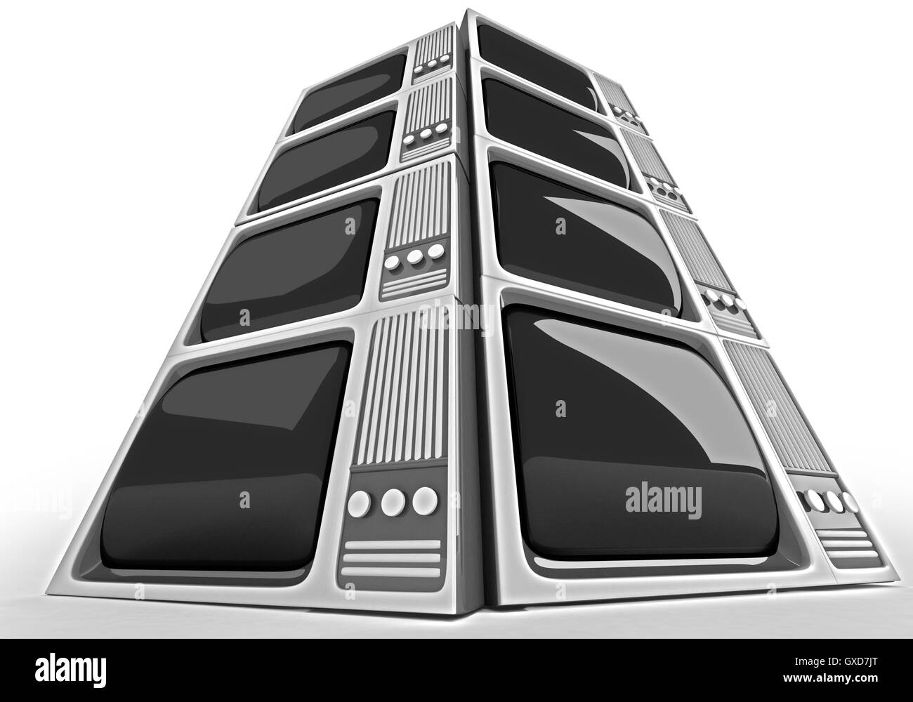 3d render retro tv Black and White Stock Photos & Images - Alamy