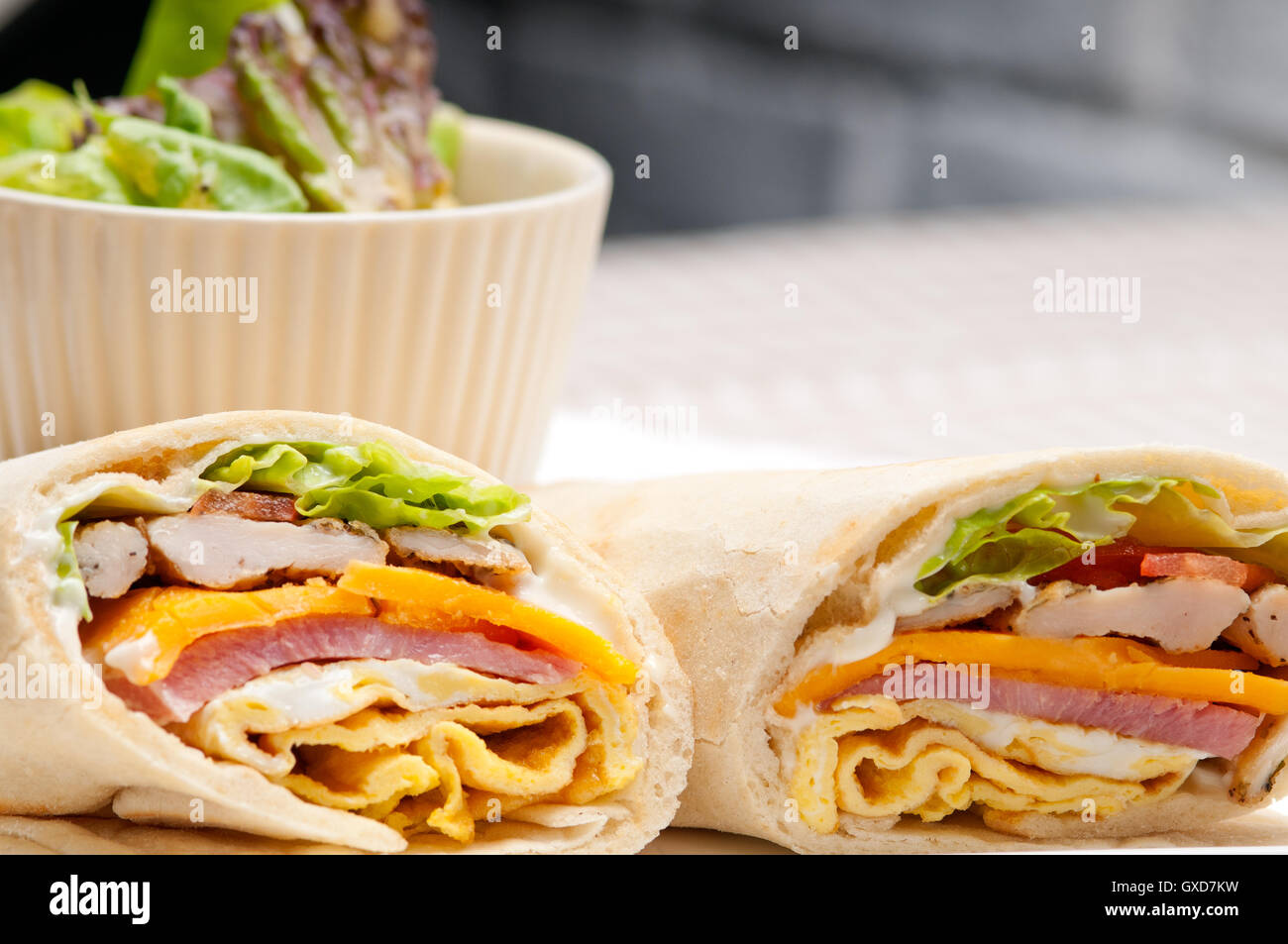 club sandwich pita bread roll Stock Photo - Alamy