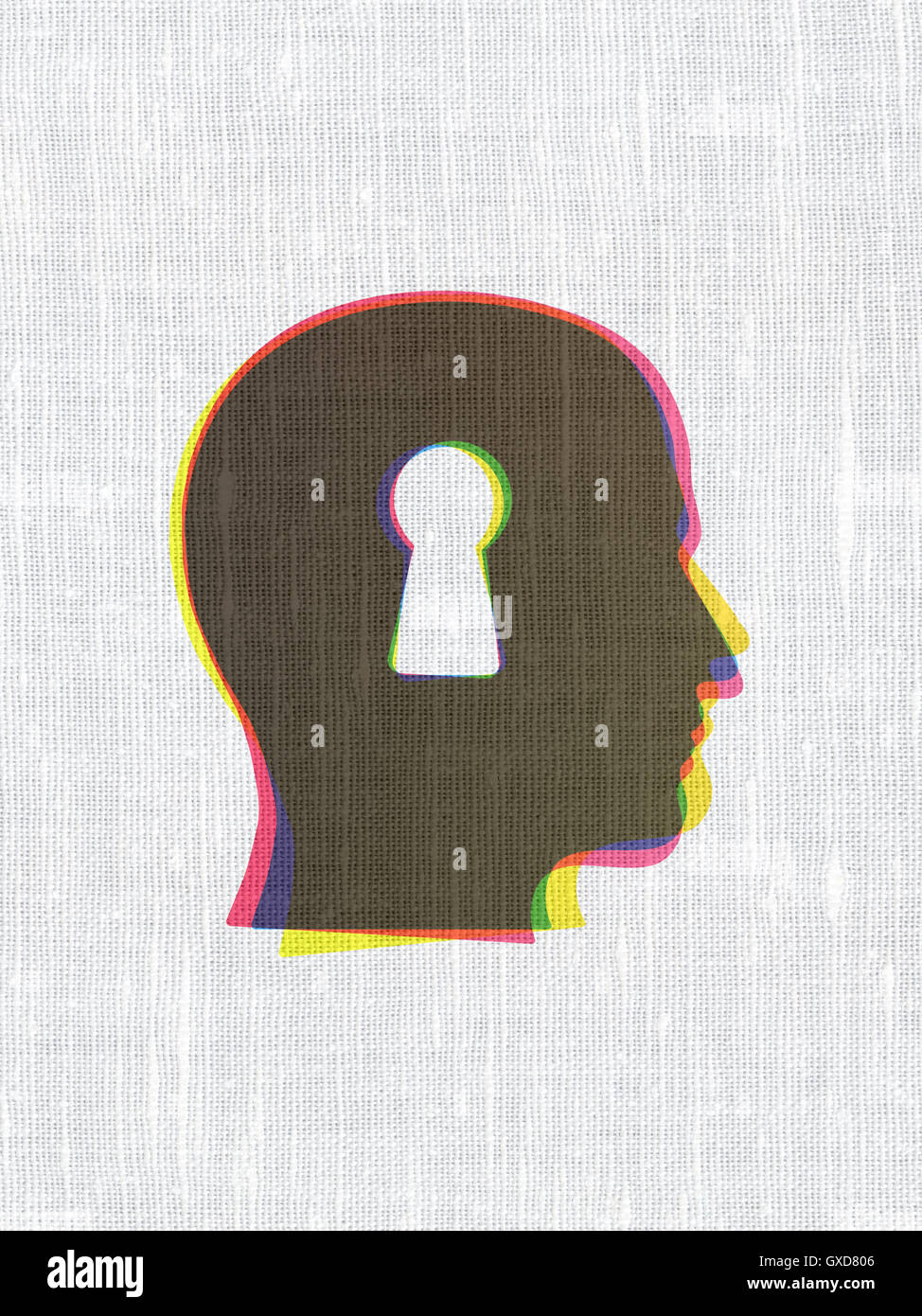 Education concept: Head With Keyhole on fabric texture background Stock ...