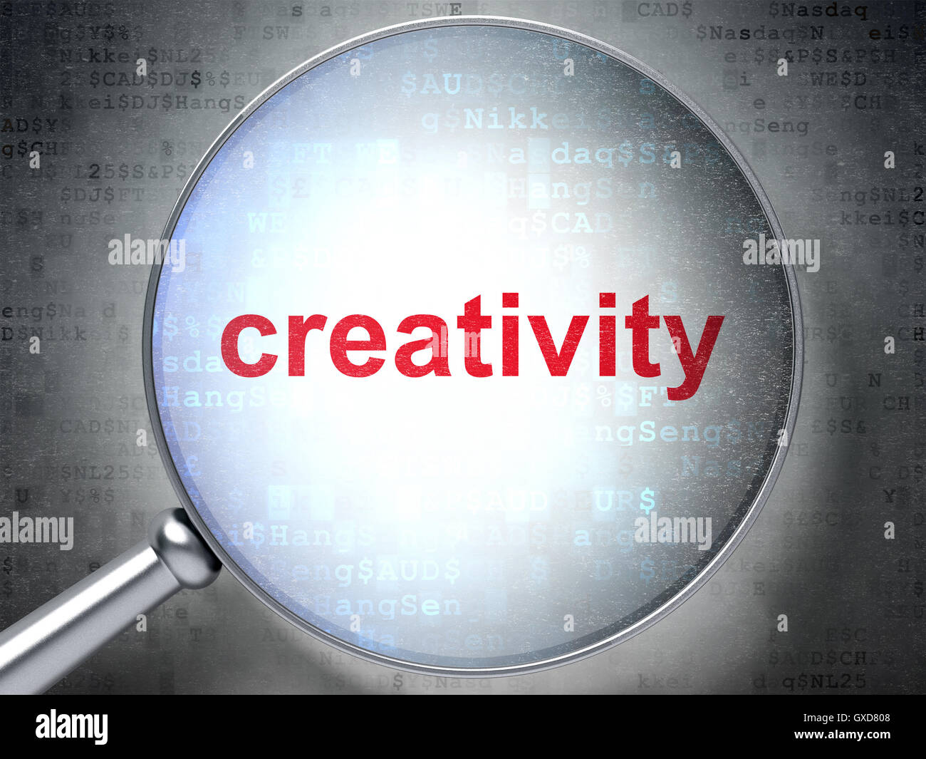 Advertising concept: Creativity with optical glass Stock Photo - Alamy