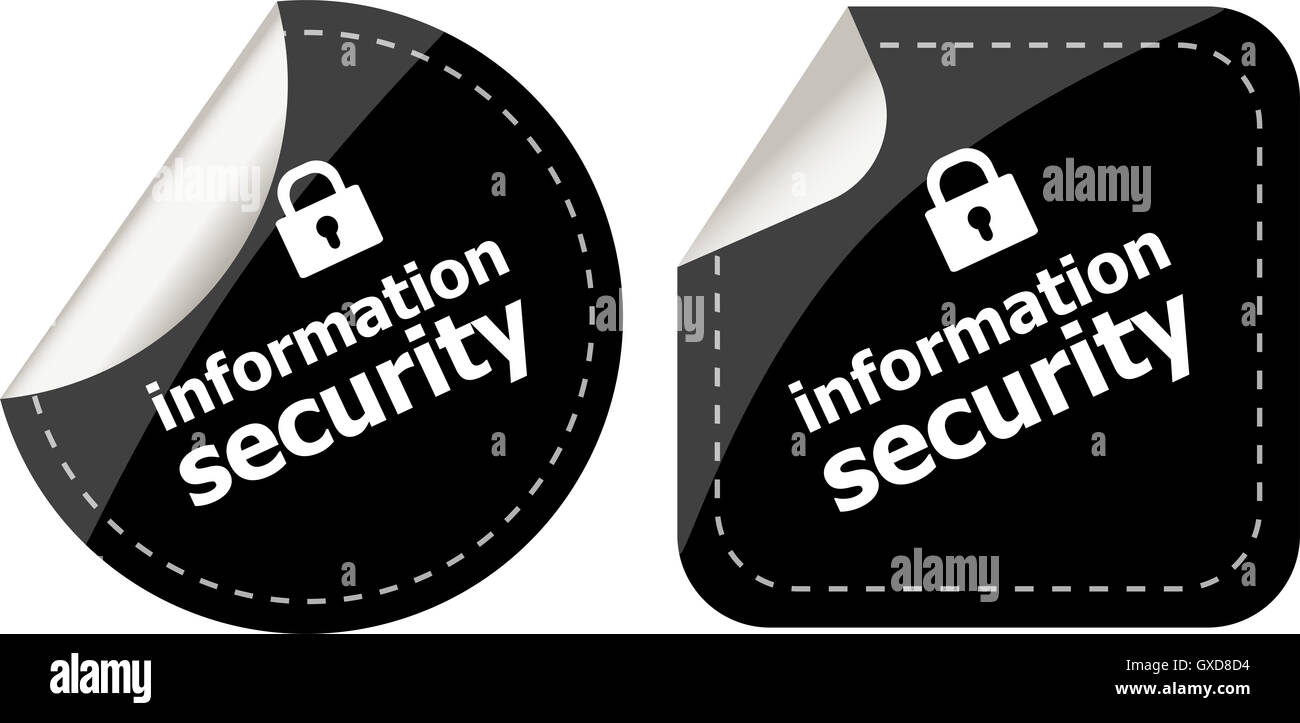 information security black stickers label tag set Stock Photo - Alamy