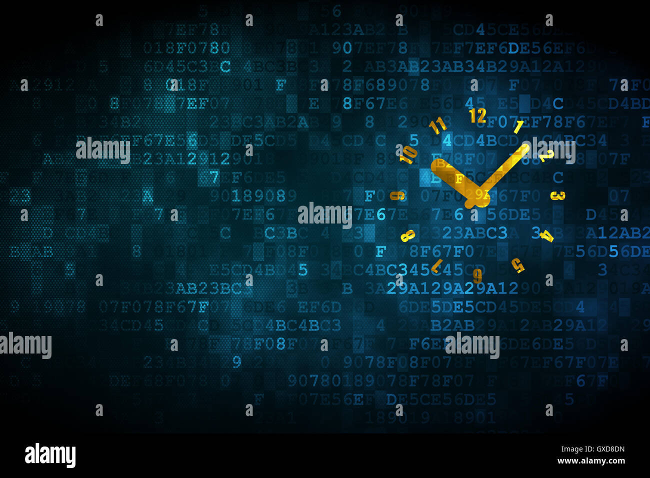 Time concept: Clock on digital background Stock Photo - Alamy