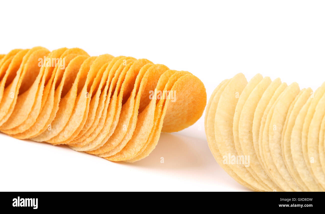 Two rows of potato chips Stock Photo - Alamy