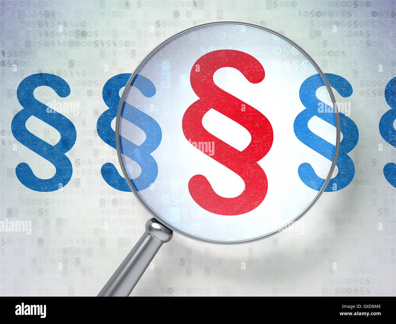 Law concept: Paragraph with optical glass on digital background Stock Photo - Alamy