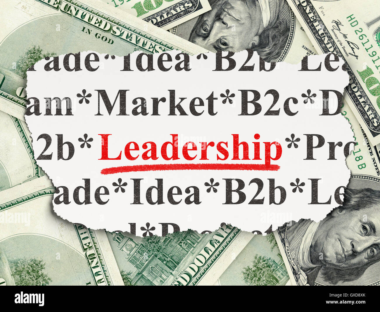 Finance concept: Leadership on Money background Stock Photo - Alamy