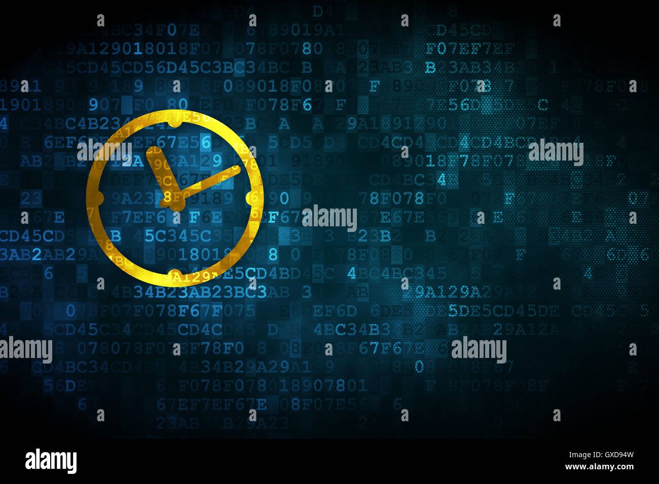 Timeline concept: Clock on digital background Stock Photo - Alamy