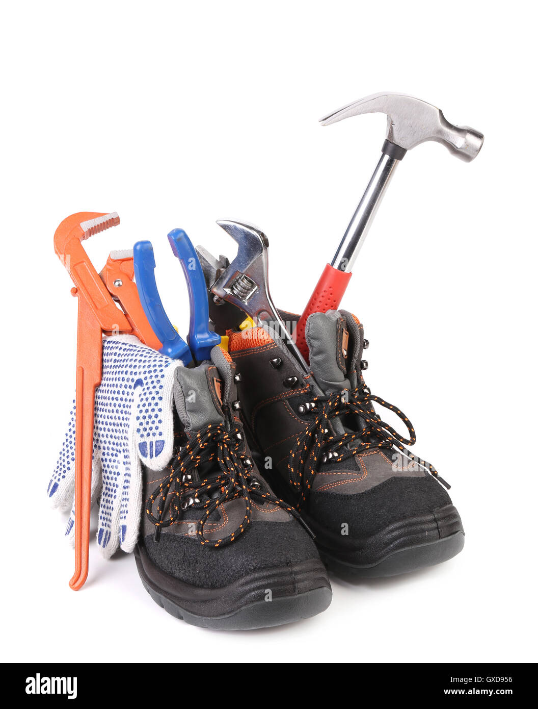 Safety working boots hard Cut Out Stock Images & Pictures - Alamy