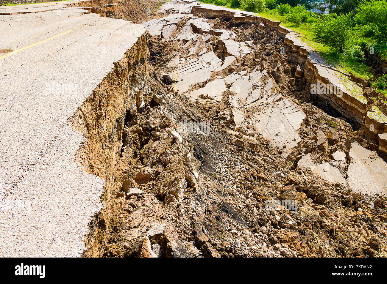 The collapse of the road caused by an earthquake Stock Photo - Alamy
