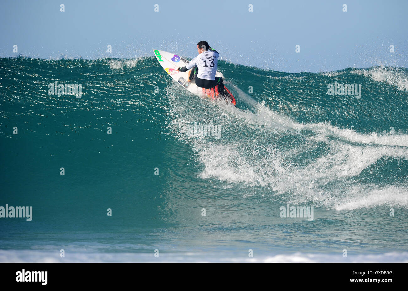 Contestants surf the waves of Jeffreys Bay, South Africa in the Annual ...