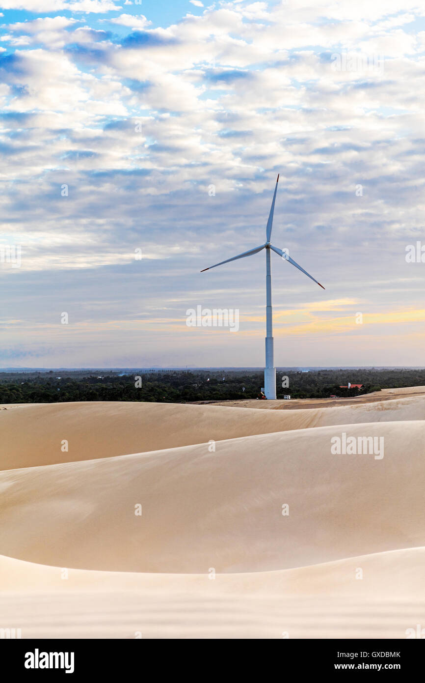 Wind turbine in desert dunes, Taiba, Ceara, Brazil Stock Photo - Alamy