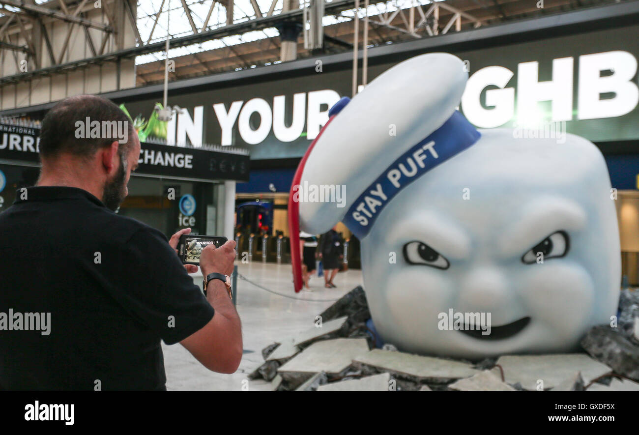 Stay Puft Marshmallow Man on the concourse of Waterloo Station during ...
