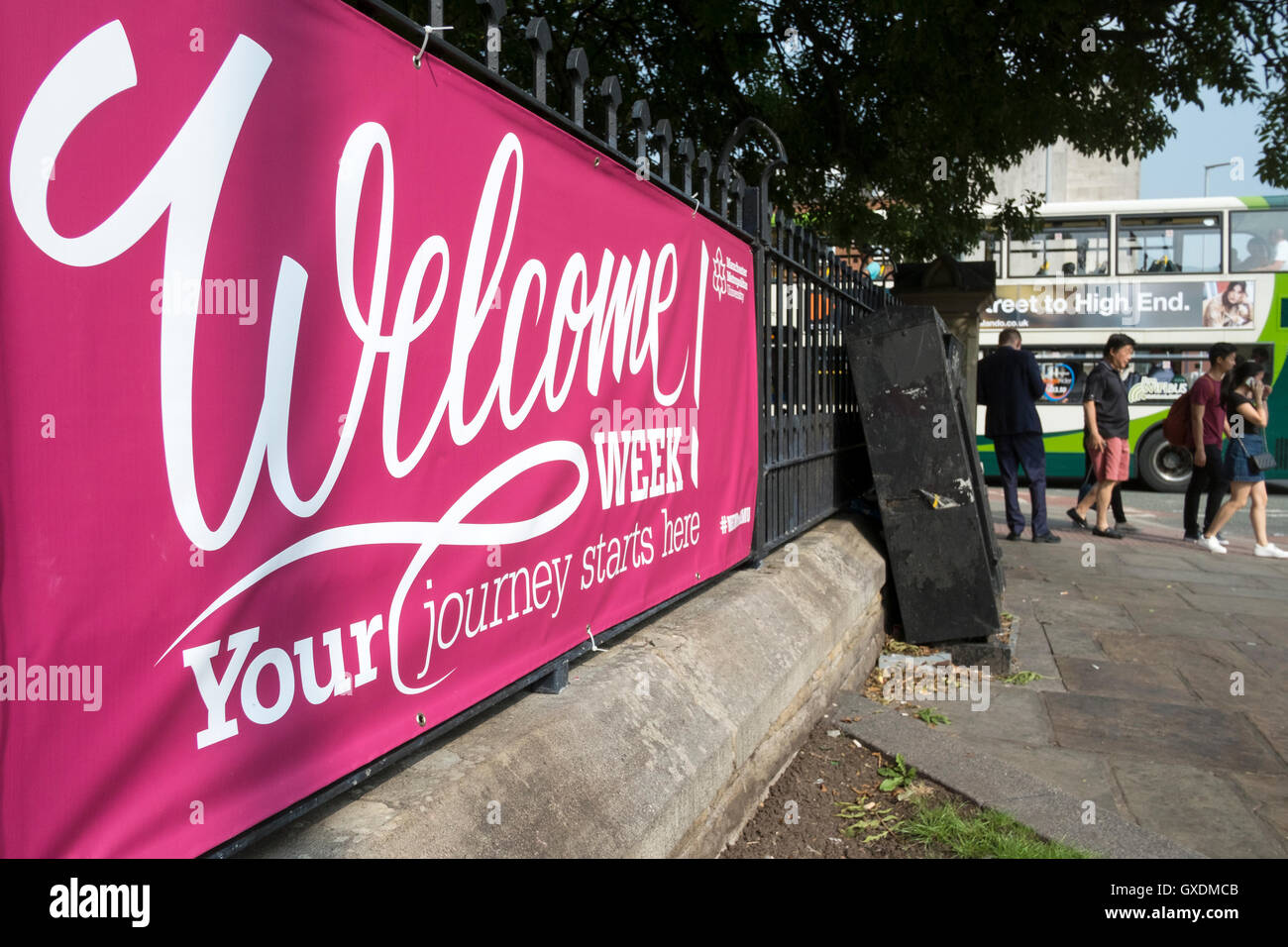 Campus Map signs on pavement outside Manchester Metropolitan University ...