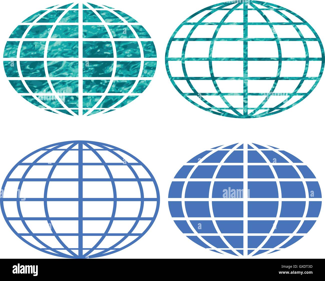 Four blue and water texture globe symbols Stock Vector Image & Art - Alamy