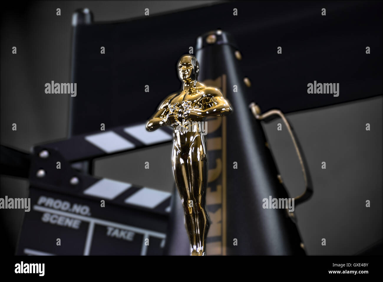 Golden Film Trophy Stock Photo - Alamy