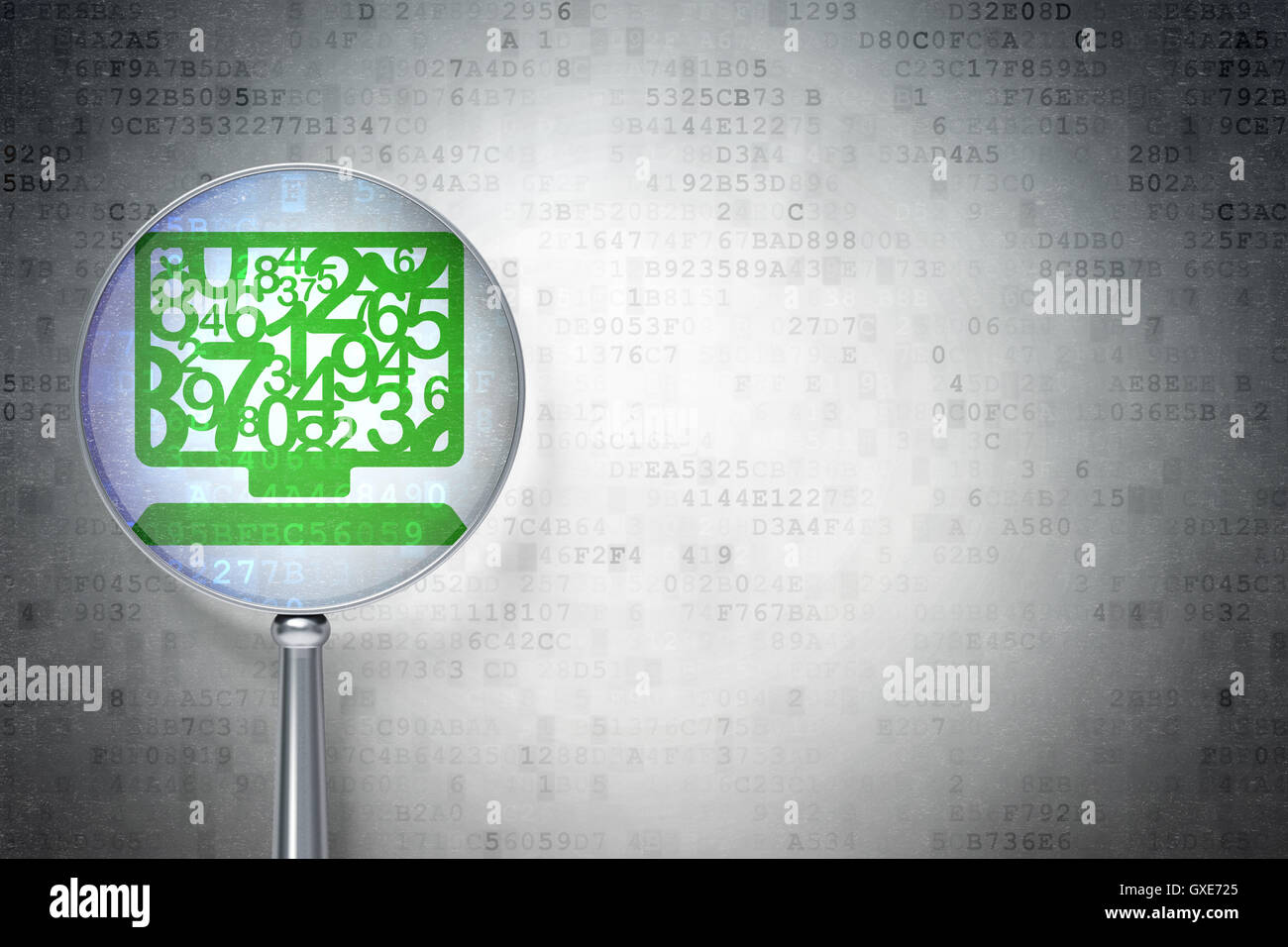 Education security concept: Computer Pc with optical glass on d Stock ...