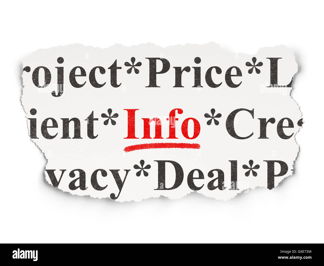 Information concept: Info on Paper background Stock Photo - Alamy