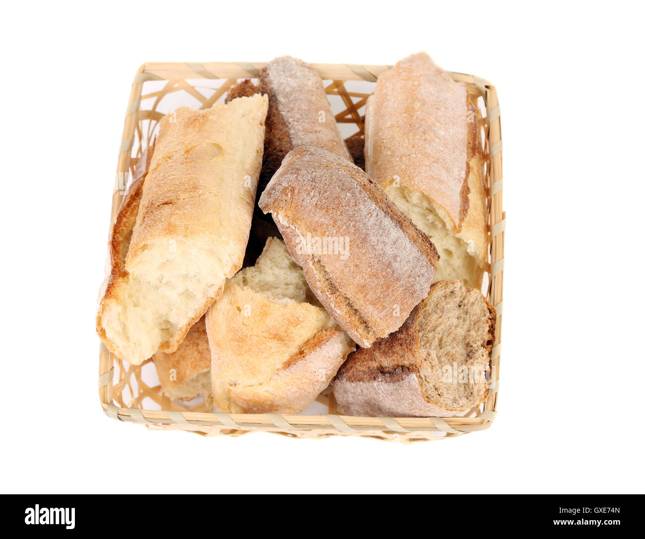 Torned bread in basket Stock Photo - Alamy