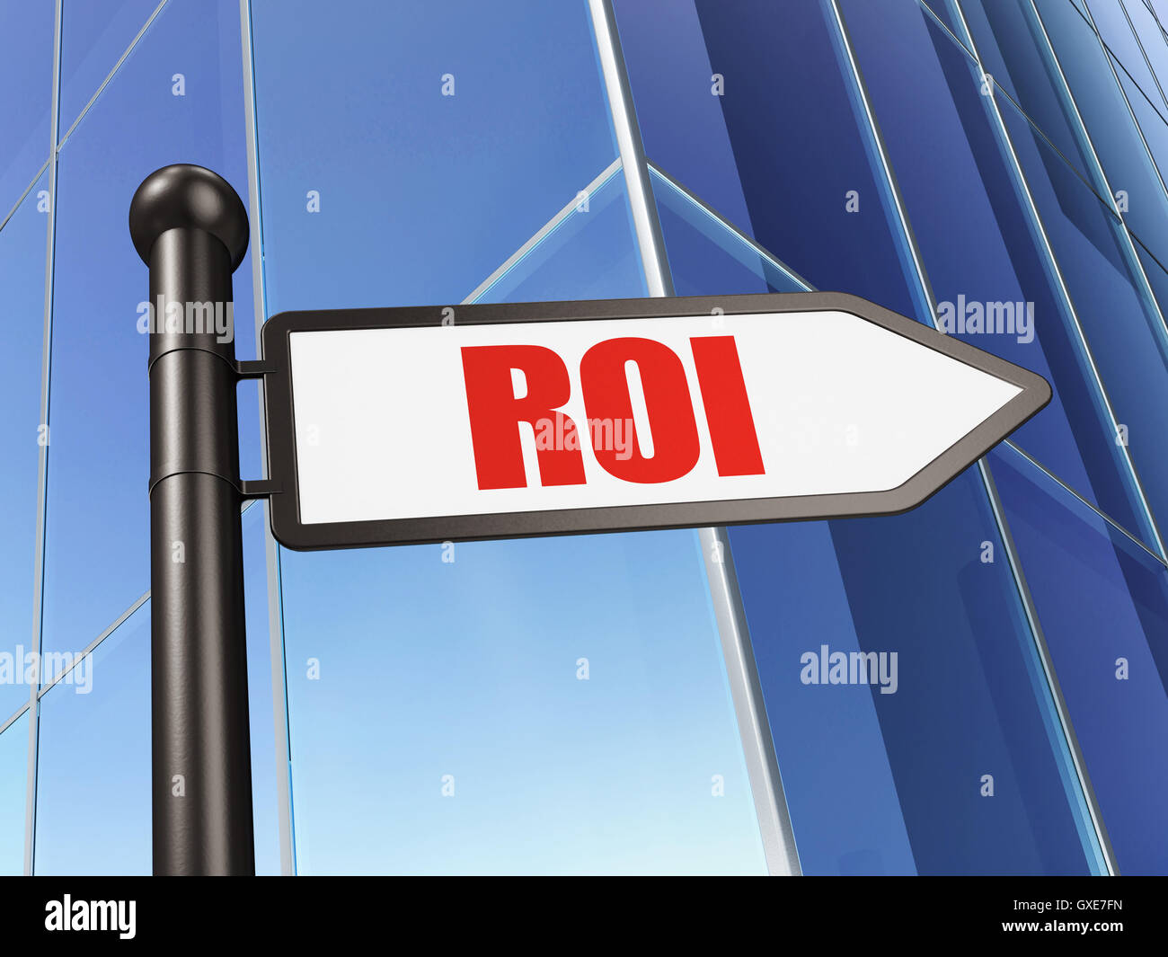 Finance concept: ROI on Building background Stock Photo - Alamy