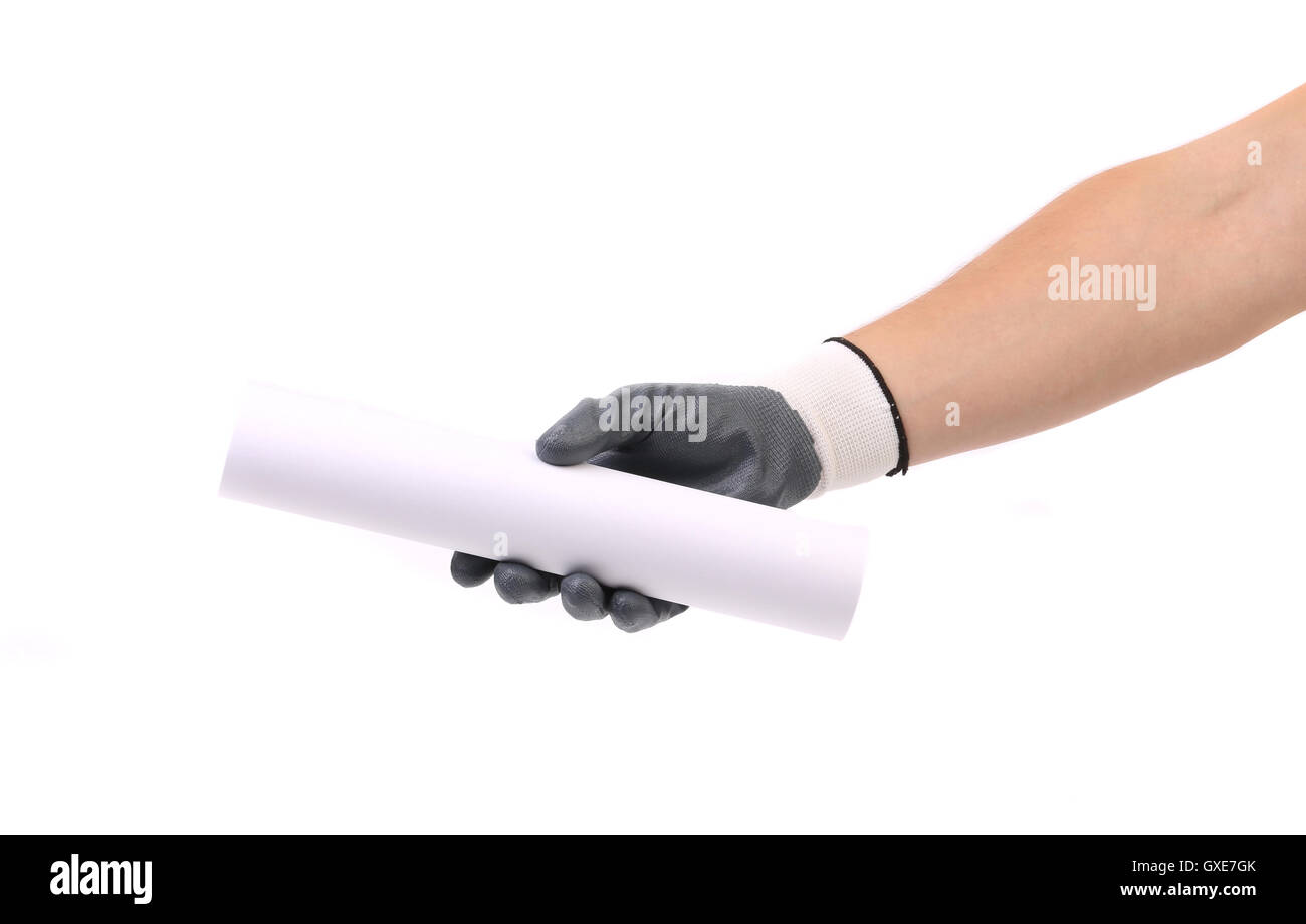 Hand holding rolled paper Stock Photo - Alamy