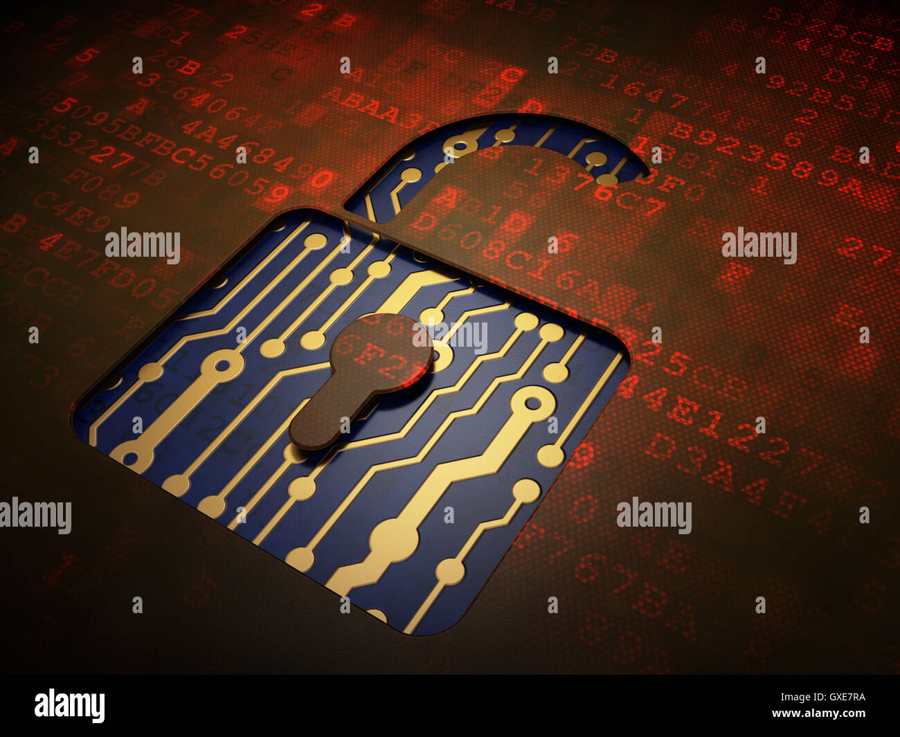 Data concept: Opened Padlock on digital screen background Stock Photo ...