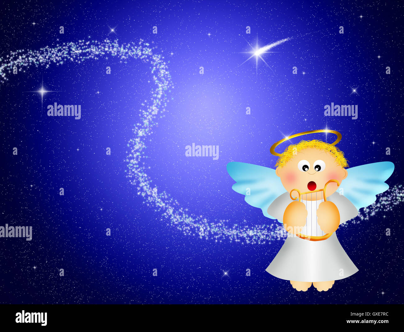 Angel with harp Stock Photo - Alamy