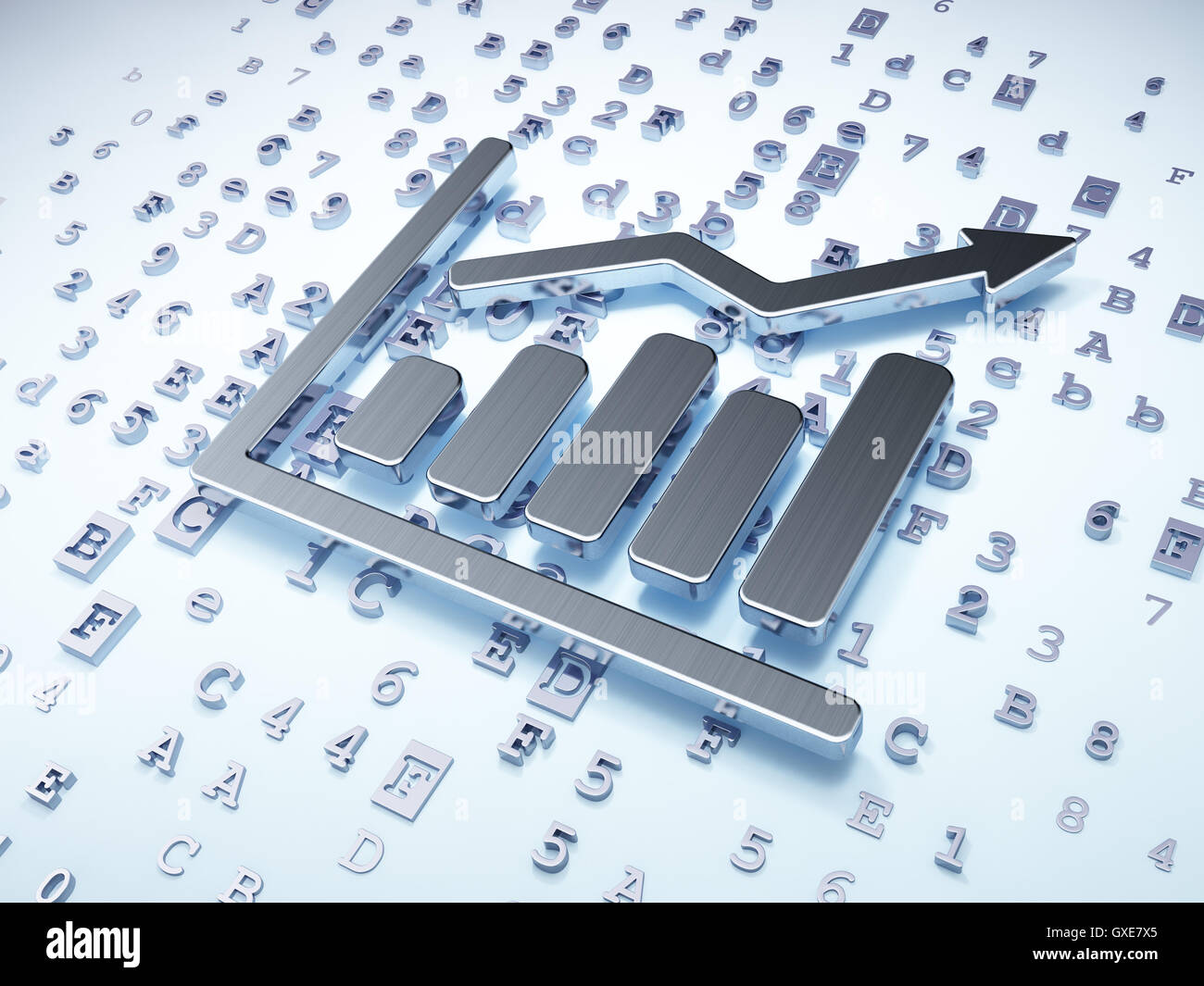 Finance concept: Silver Growth Graph on digital background Stock Photo ...