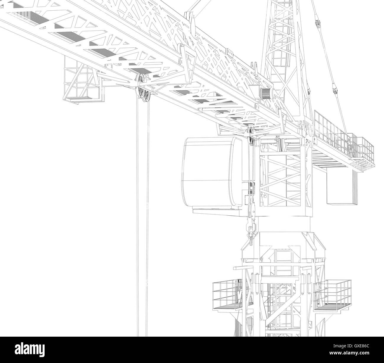 Wire frame tower crane Stock Photo - Alamy