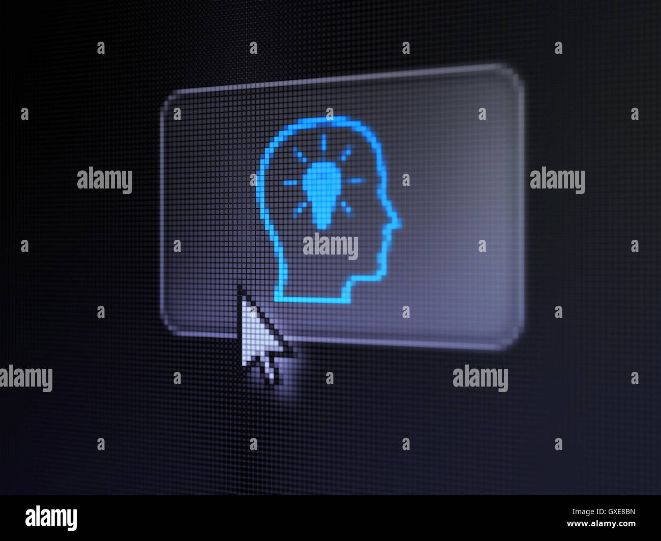 Data concept: Head With Lightbulb on digital button background Stock ...