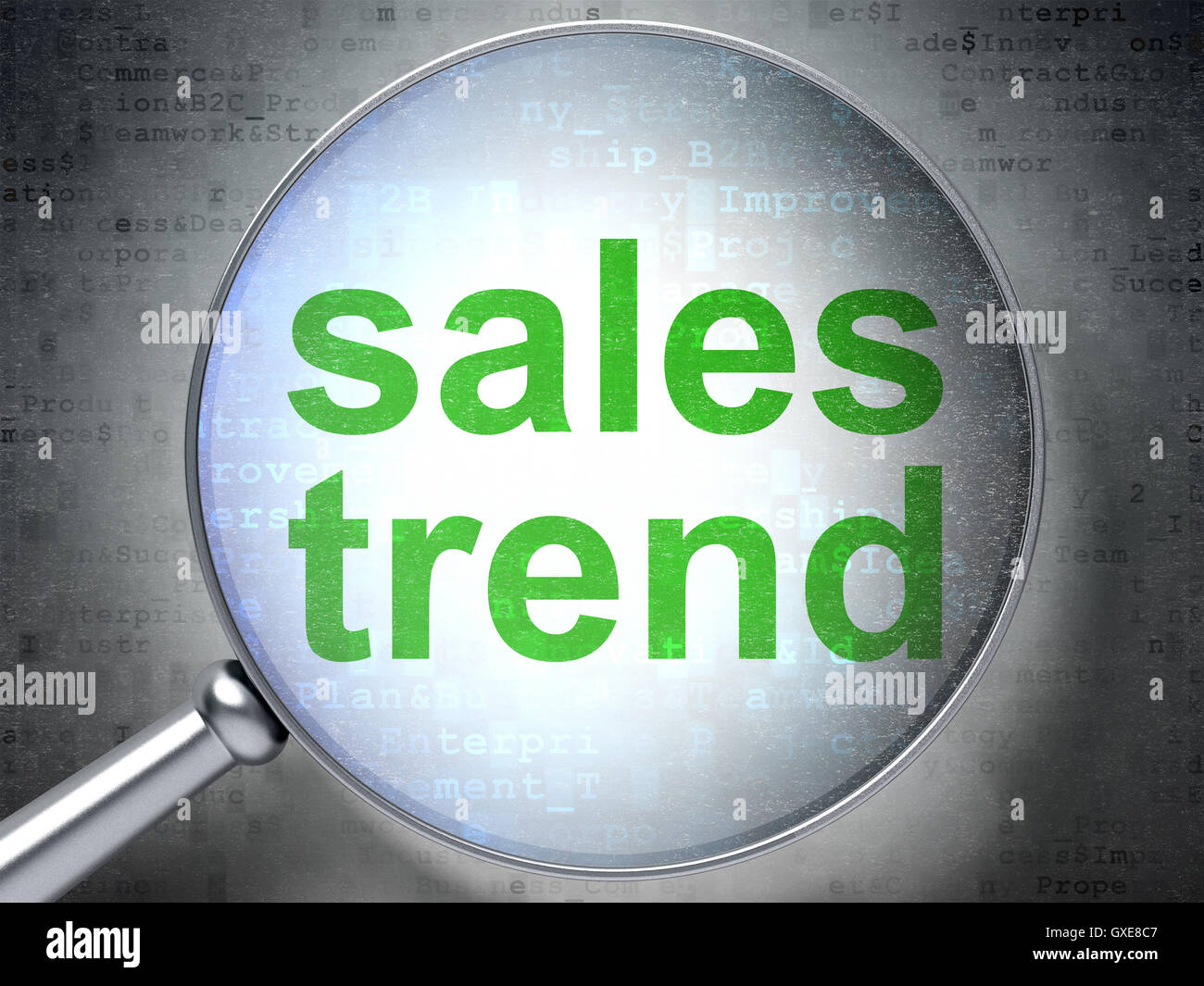Marketing concept: Sales Trend with optical glass Stock Photo - Alamy