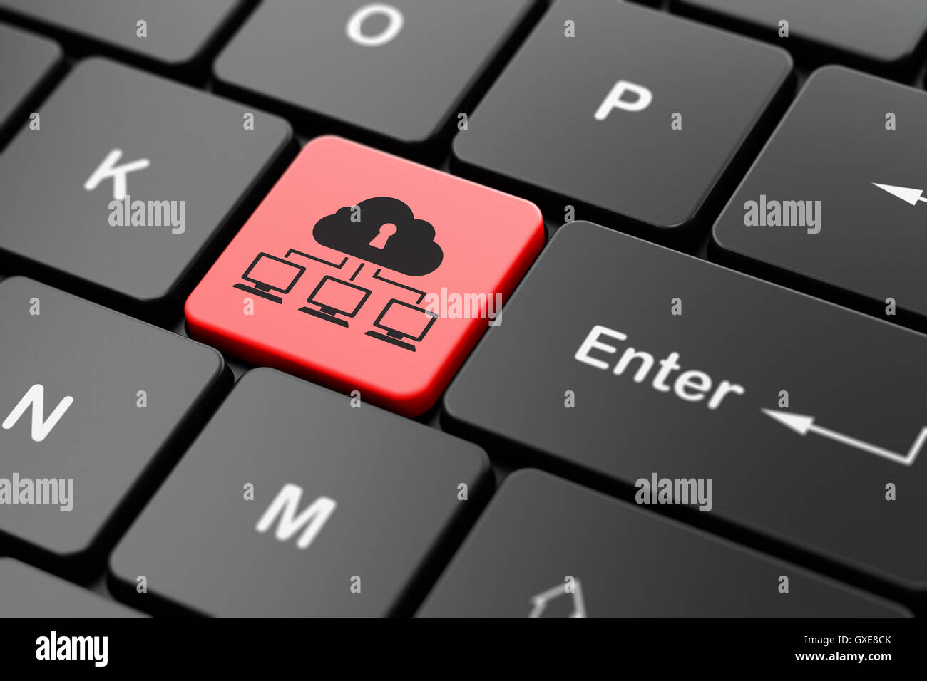 Cloud Networking Concept Cloud Network On Computer Keyboard Background