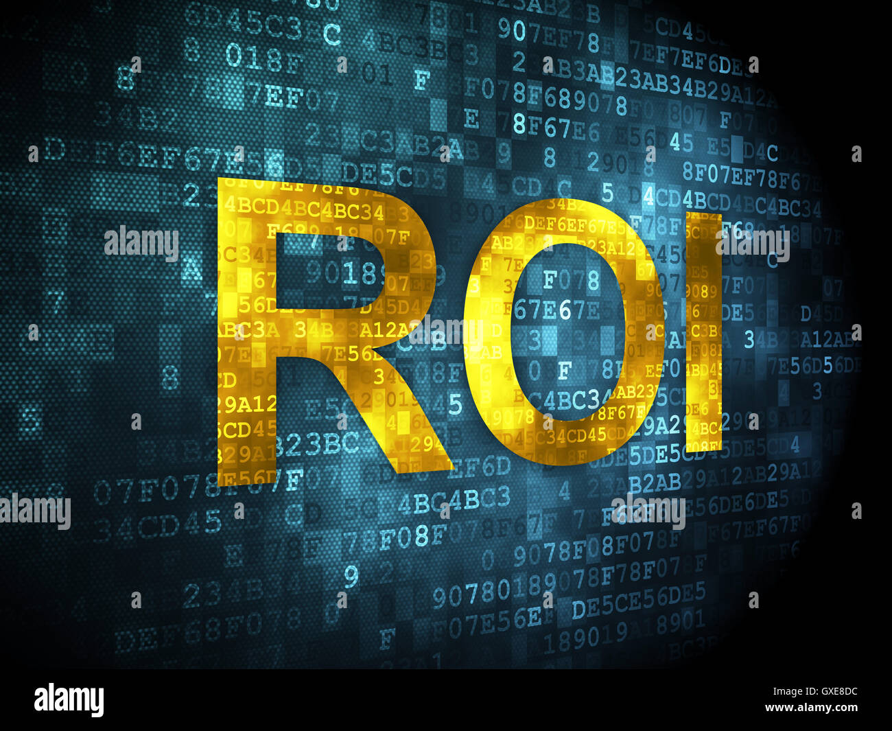Finance concept: ROI on digital background Stock Photo - Alamy