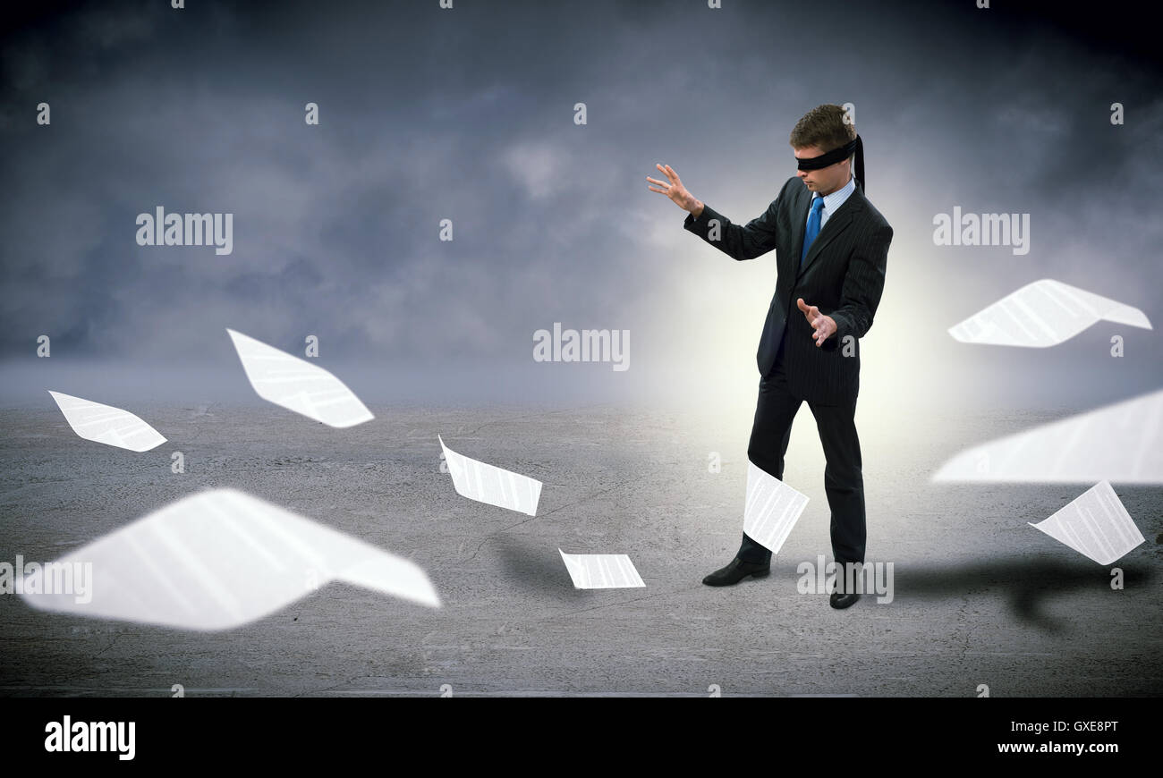 young blindfolded man Stock Photo - Alamy