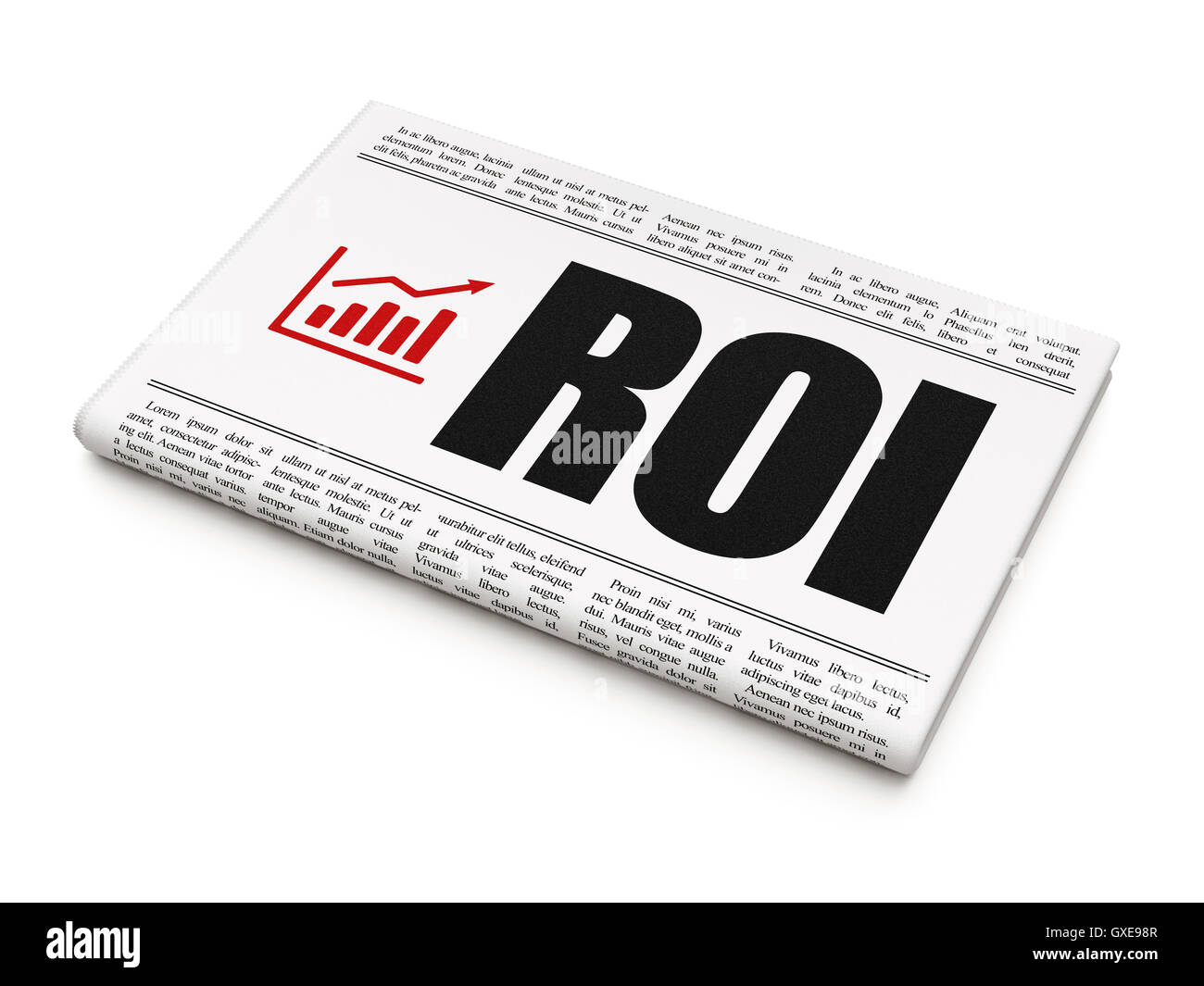 Business news concept: newspaper with ROI and Growth Graph Stock Photo ...