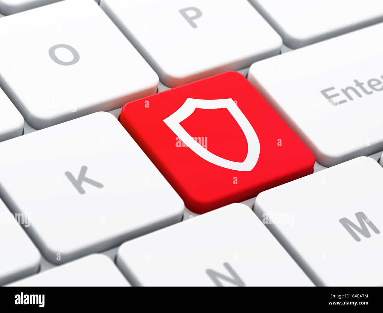 Security concept: Contoured Shield on computer keyboard background ...