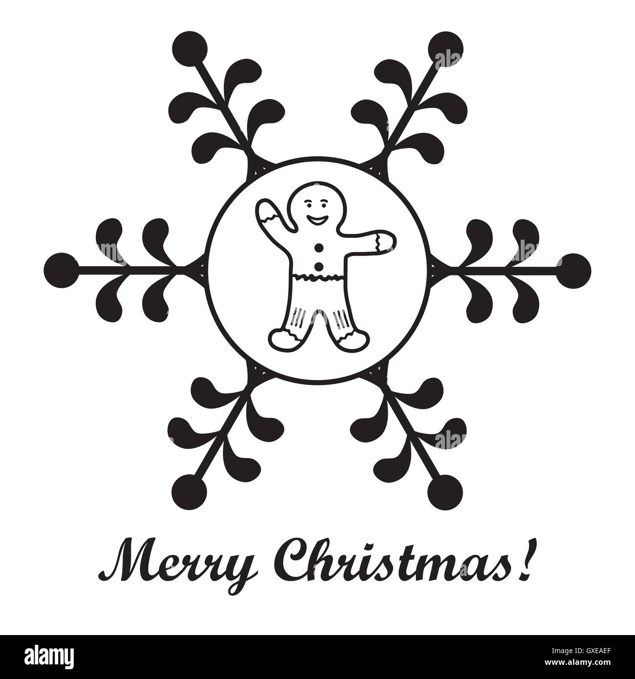 Christmas series: nice picture with gingerbread man in a snowflake on a ...