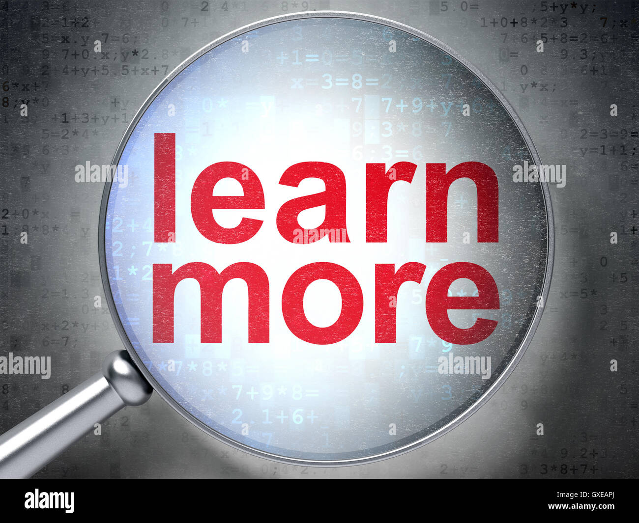 Education concept: Learn More with optical glass Stock Photo - Alamy