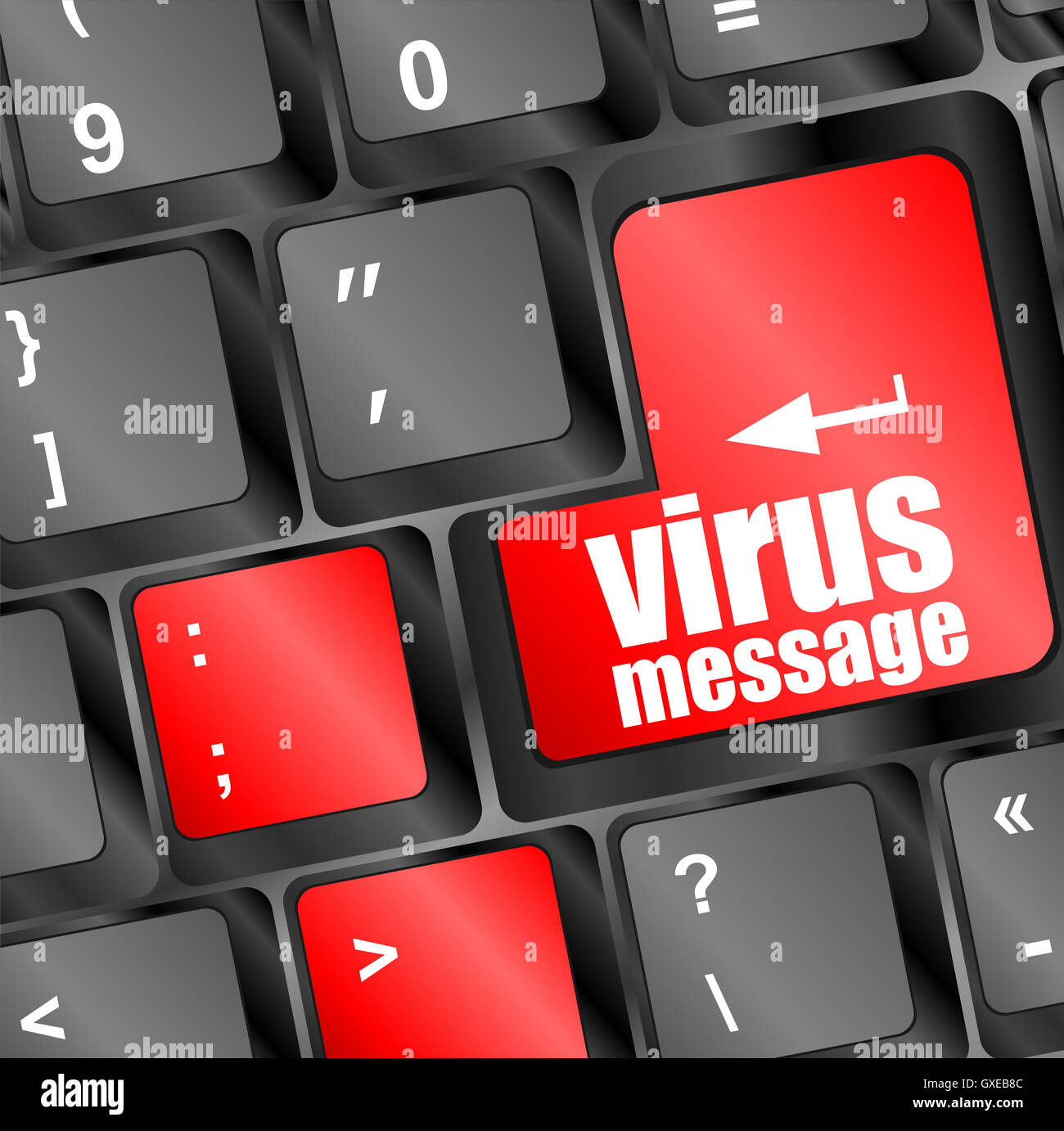 Computer keyboard with virus message key Stock Photo - Alamy