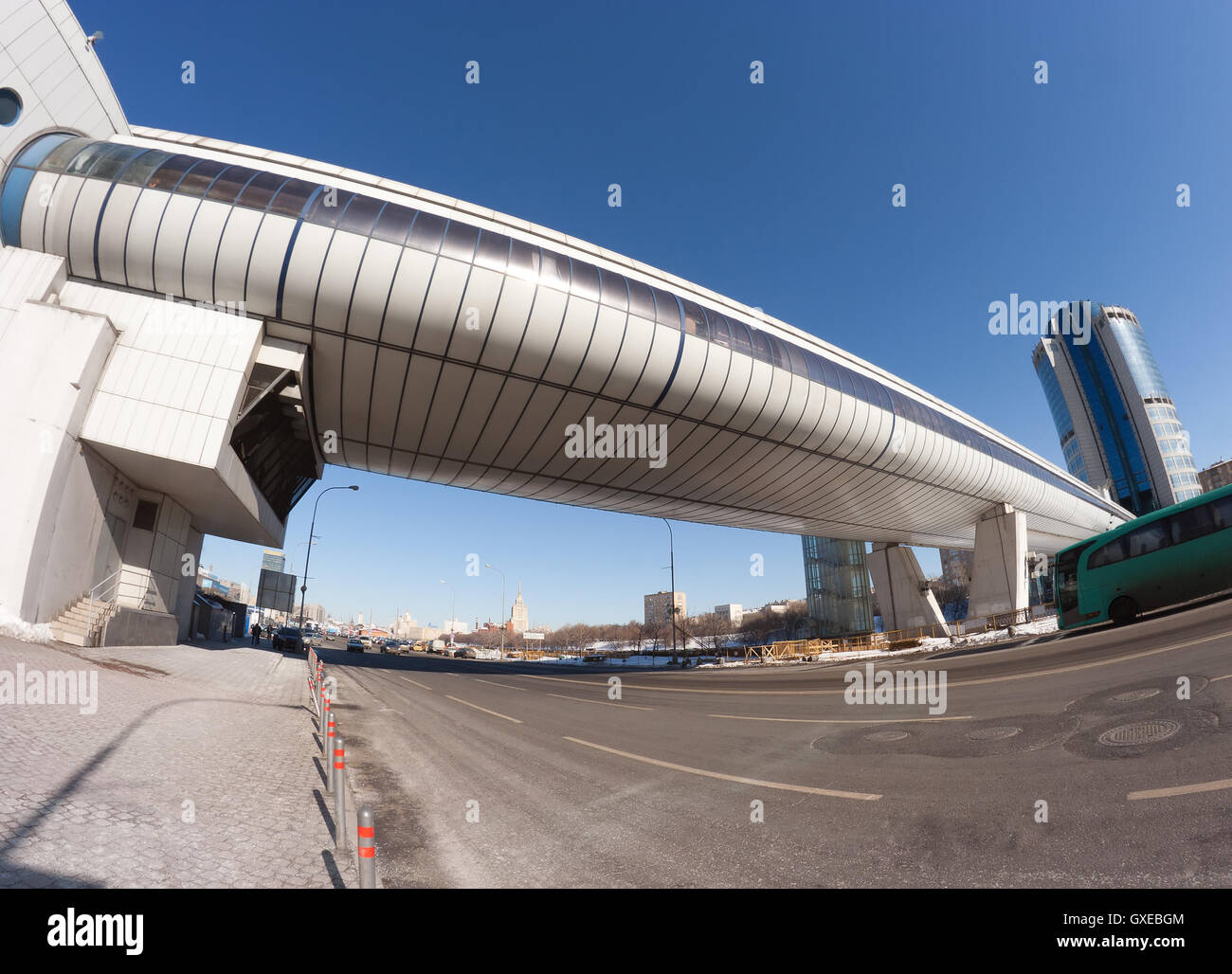 Bagration bridge in Moscow city, a russian architecture landmark that ...