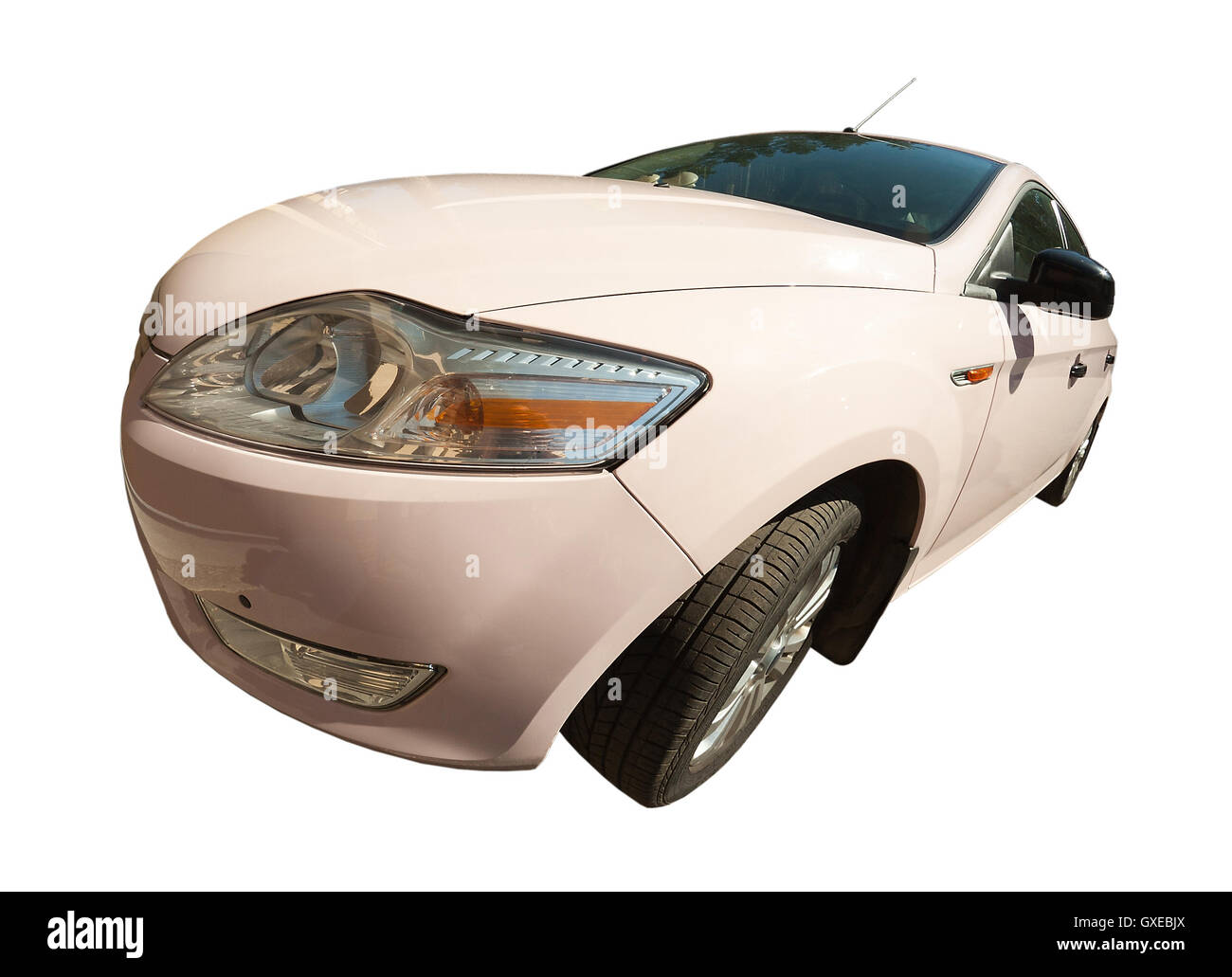 New pink car isolated over white background (backdrop). Front view ...