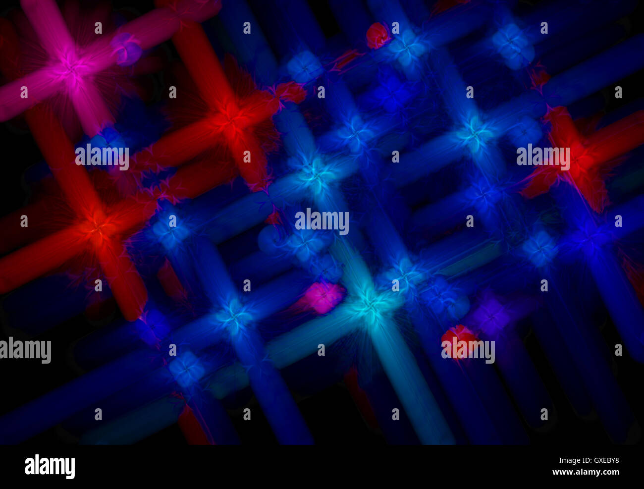 Abstract backdrop illustration with red and blue crosses that form a ...