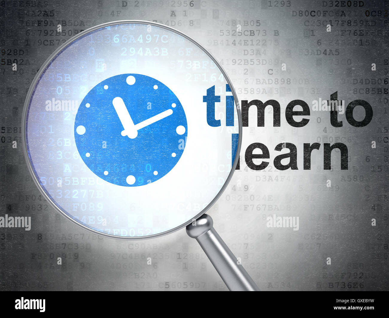 Timeline concept: Clock and Time to Learn with optical glass Stock ...