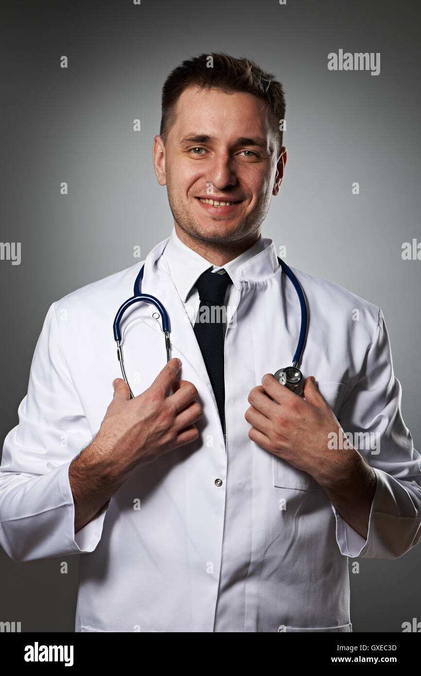 Medical doctor with stethoscope portrait Stock Photo - Alamy