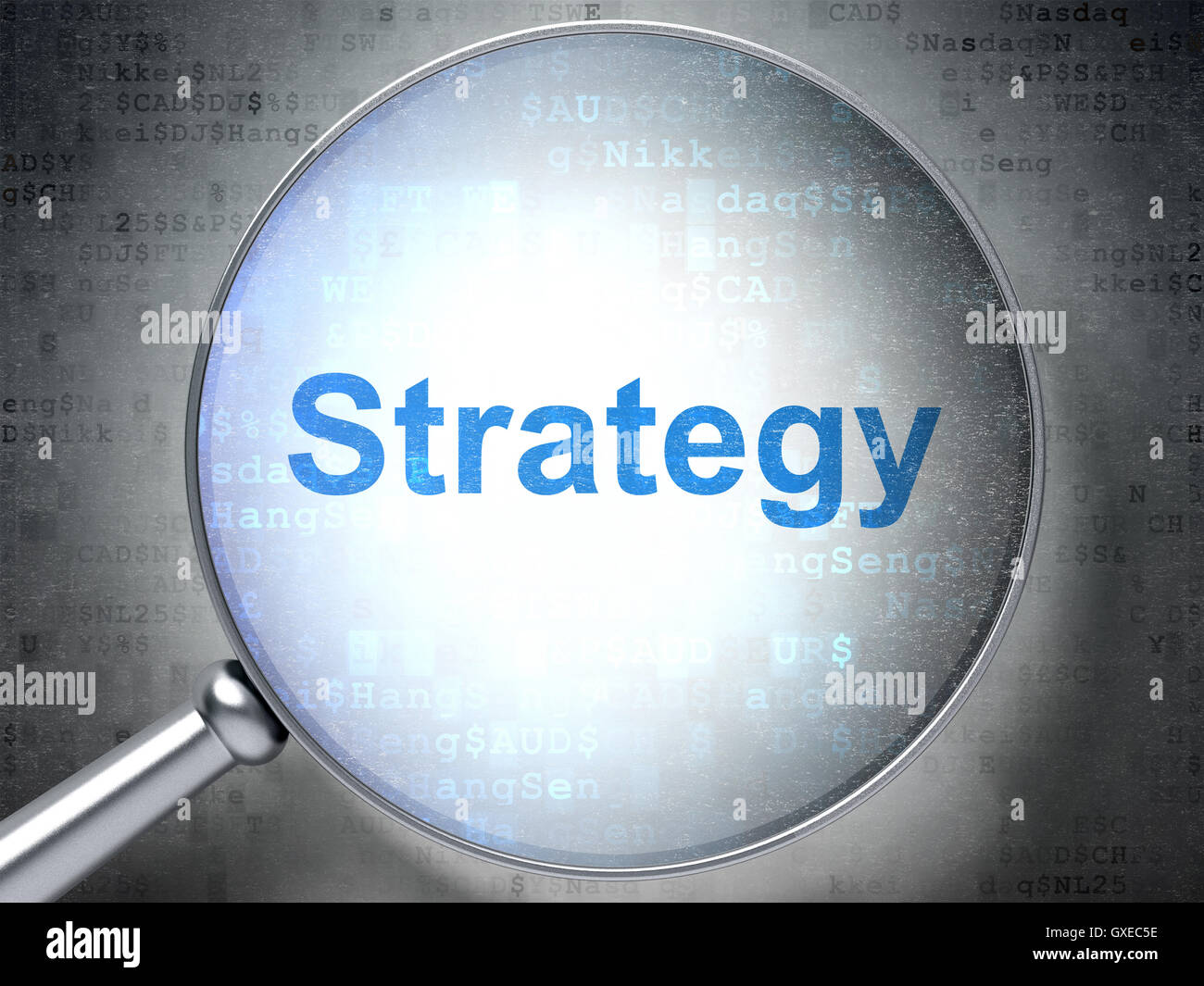 Finance concept: Strategy with optical glass Stock Photo - Alamy
