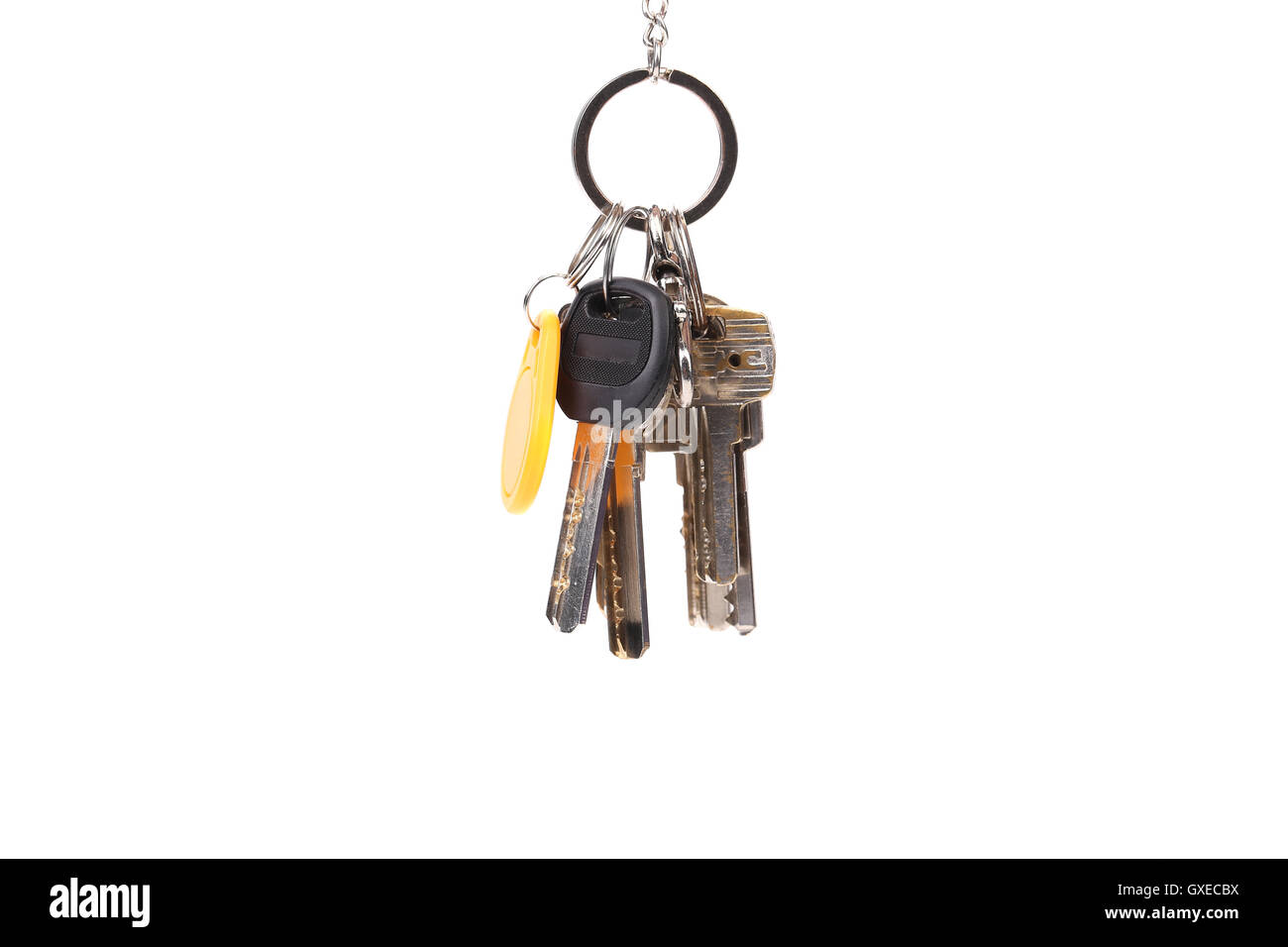 Bunsh of keys hanging on a chain Stock Photo - Alamy