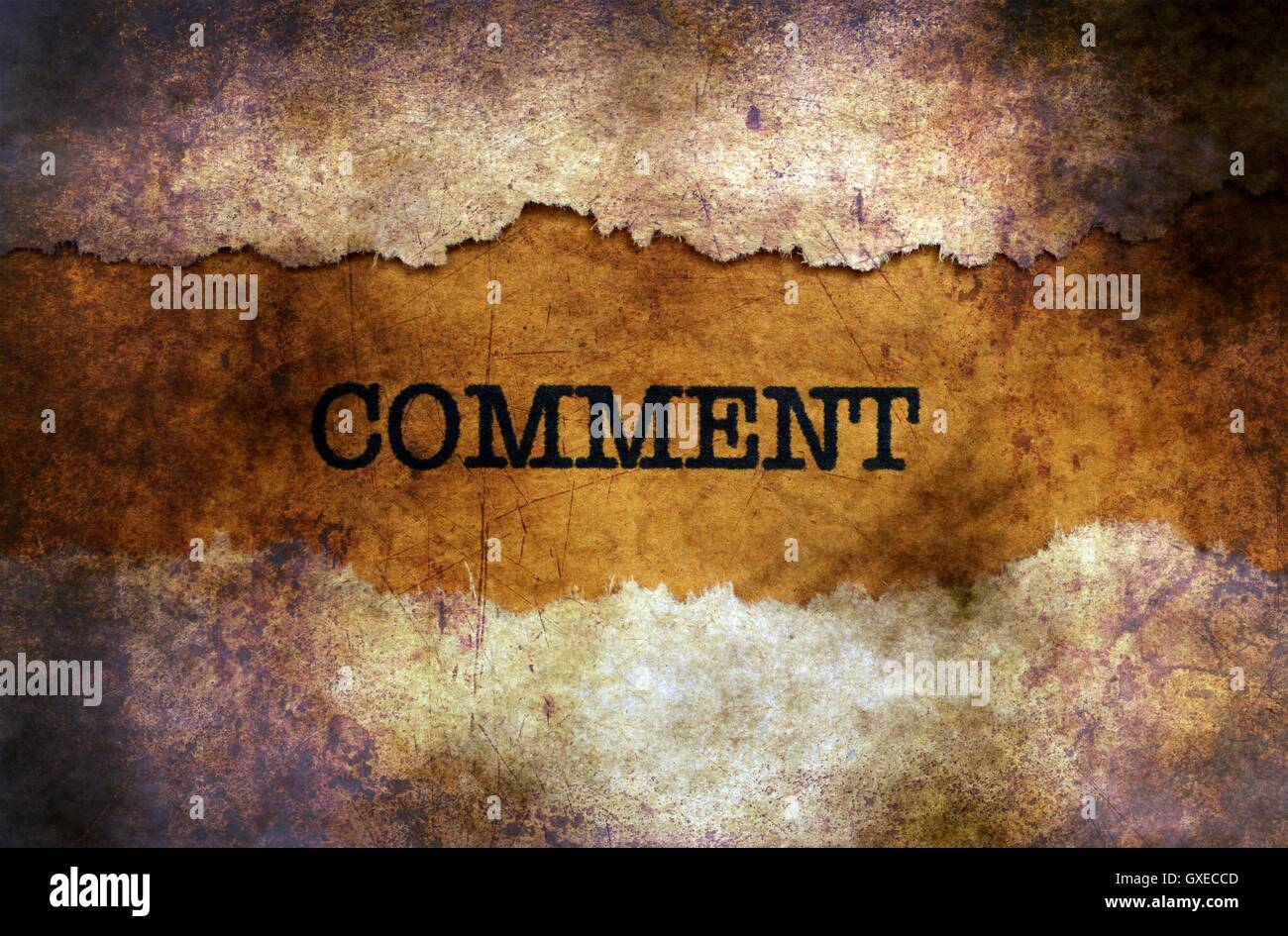 Comment text on grunge background Stock Photo - Alamy