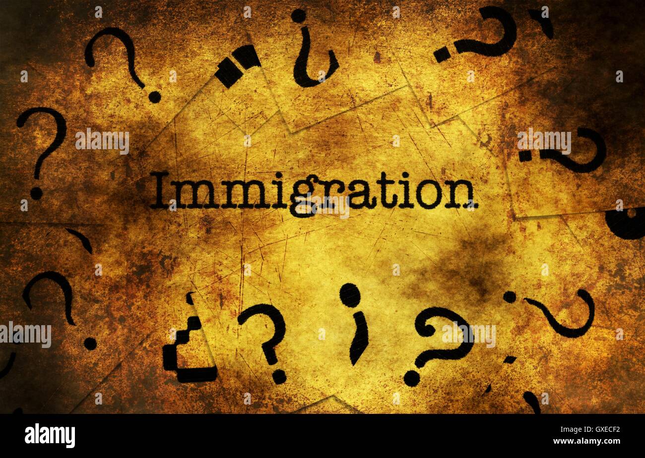 Immigration text on grunge background Stock Photo - Alamy