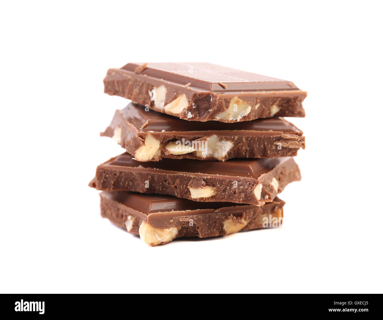Stack of chocolate bars with nuts Stock Photo - Alamy