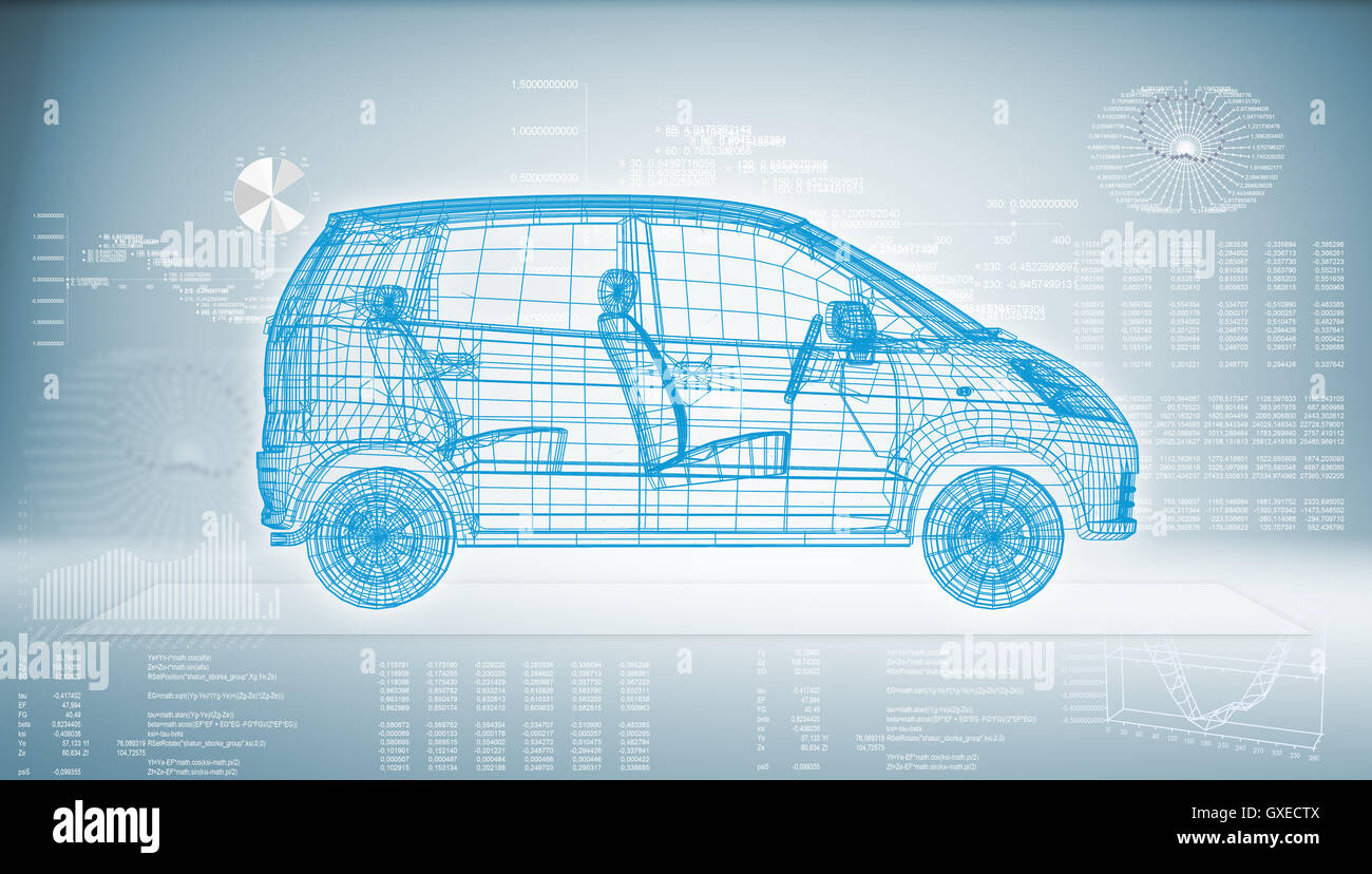 Hi-tech car on a blue background Stock Photo - Alamy