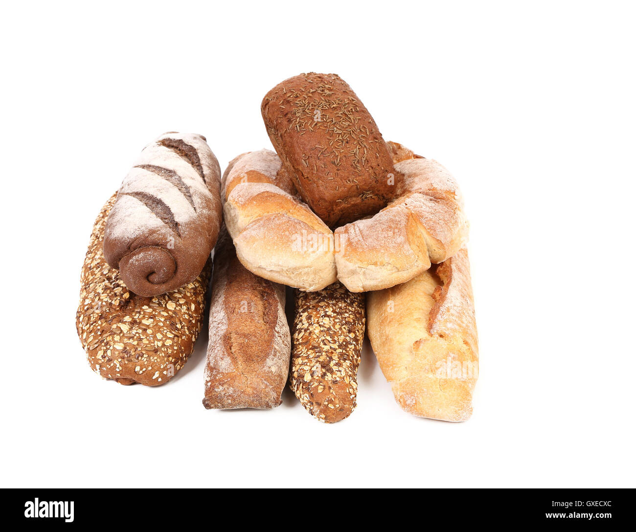 Stack of white and brown bread Stock Photo - Alamy