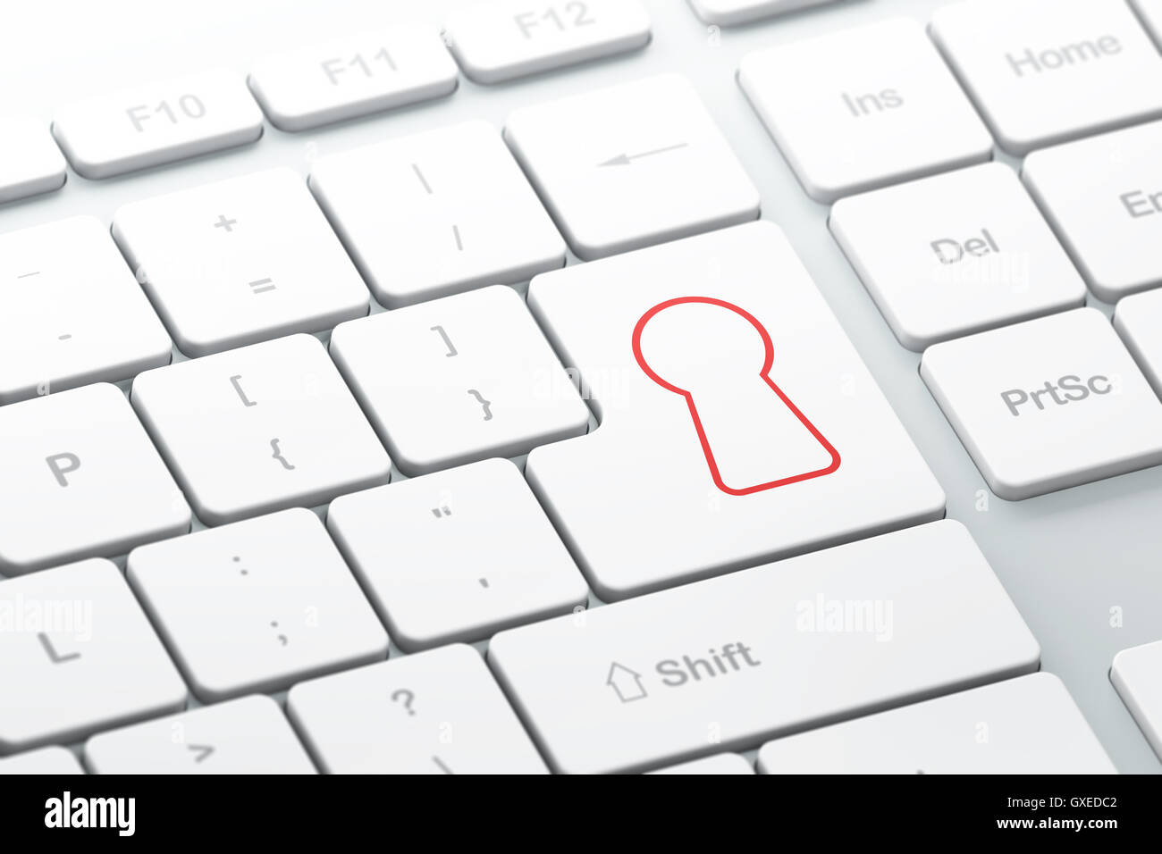 Safety concept: Keyhole on computer keyboard background Stock Photo - Alamy
